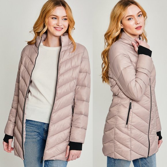 Love Tree | Jackets & Coats | New Taupe Ultra Light Long Line Thumb ...